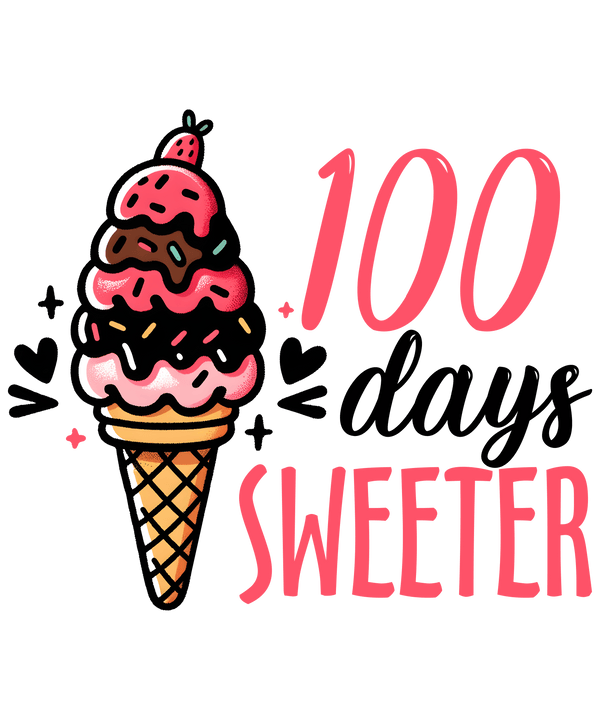 100 Days Sweeter School Design - DTF Ready To Press – Heat Press Transfer