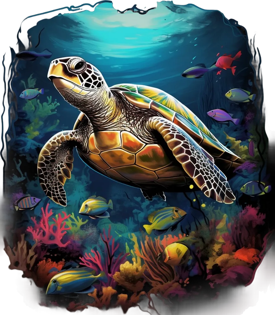 Sea Turtle Ocean Scene - DTF Ready to Press – Heat Press Transfer
