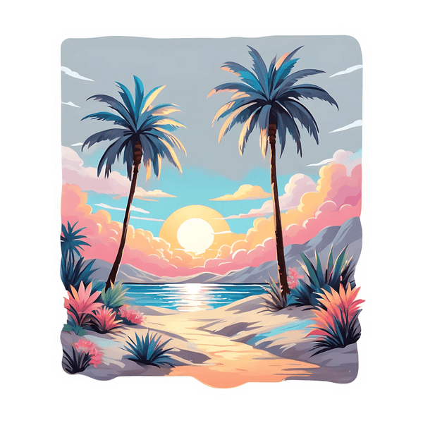 Tropical Sunset Palms - Sticker – Heat Press Transfer