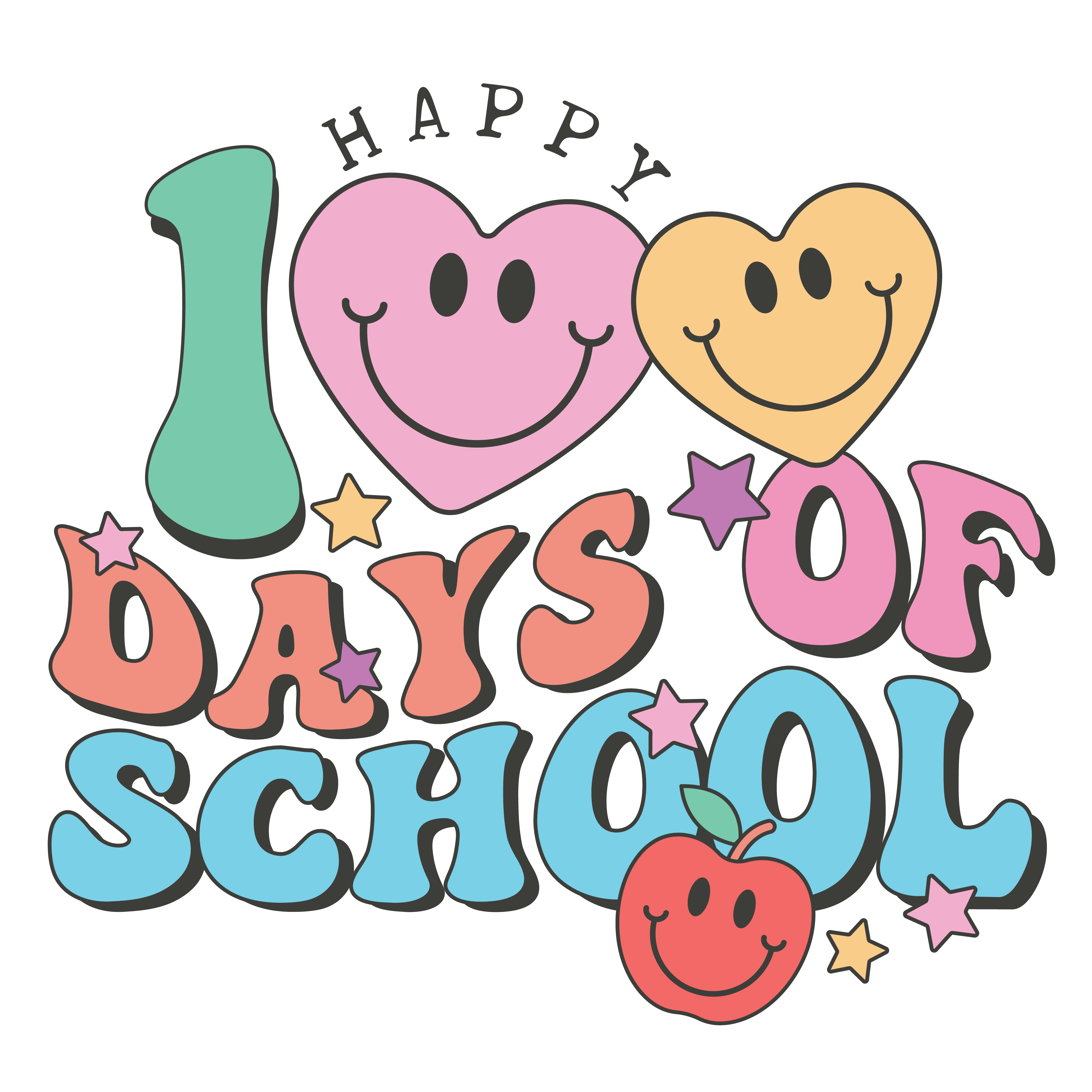 Happy 100 Days of School Teacher Design V2 | Heat Press Transfer