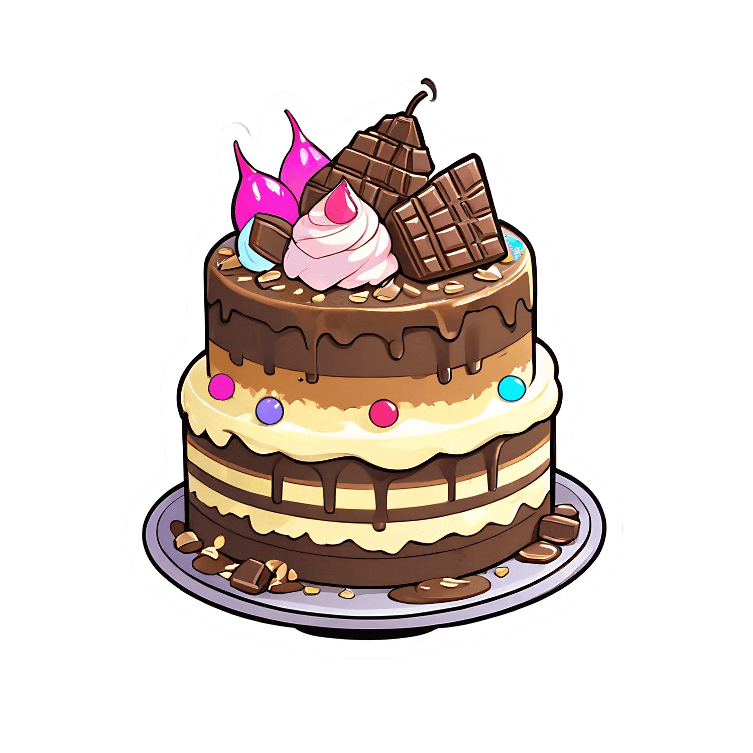 Birthday Cake Sticker - Decadent Dessert – Heat Press Transfer