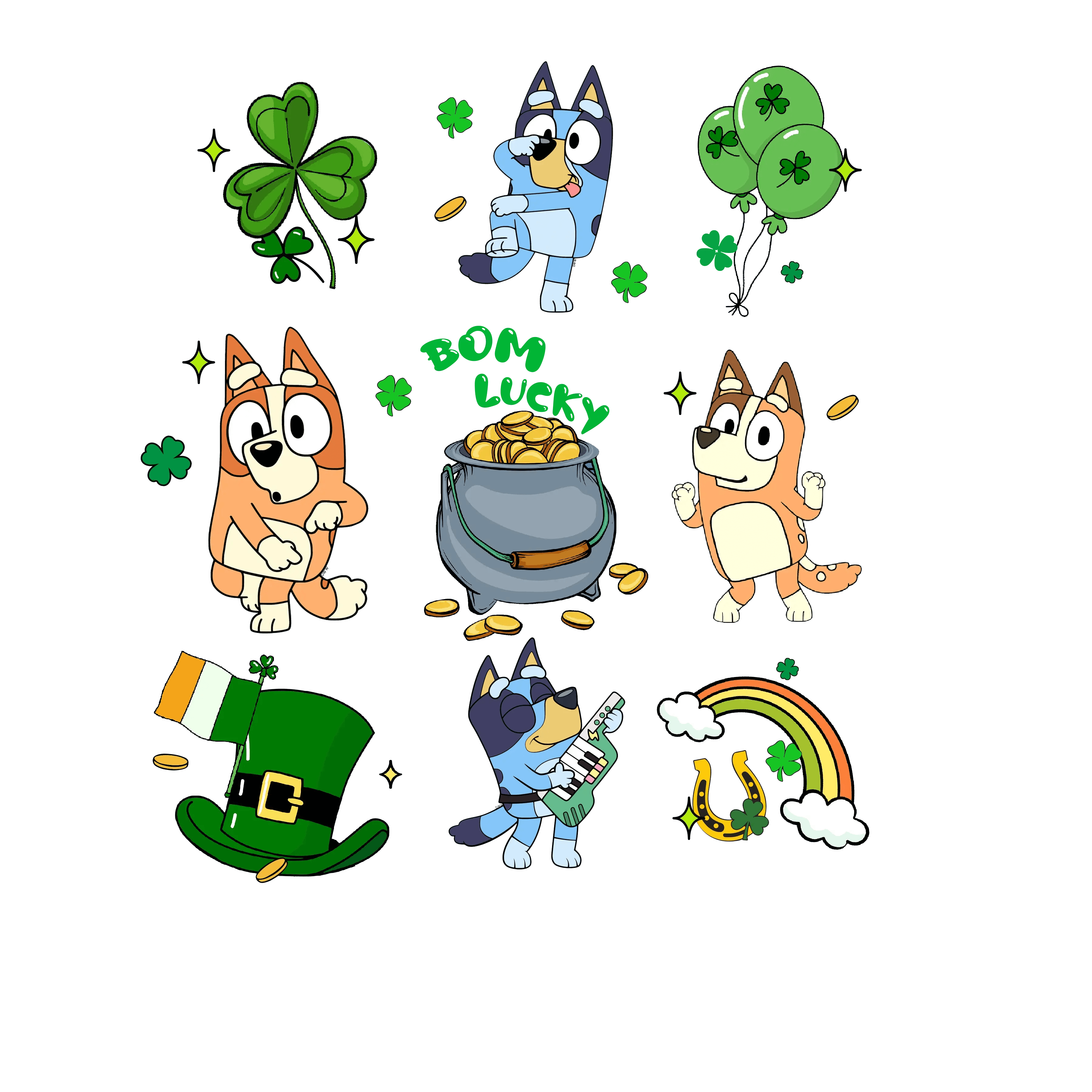 Bluey Celebrates St Patrick's Day - DTF Ready To Press – Heat Press ...