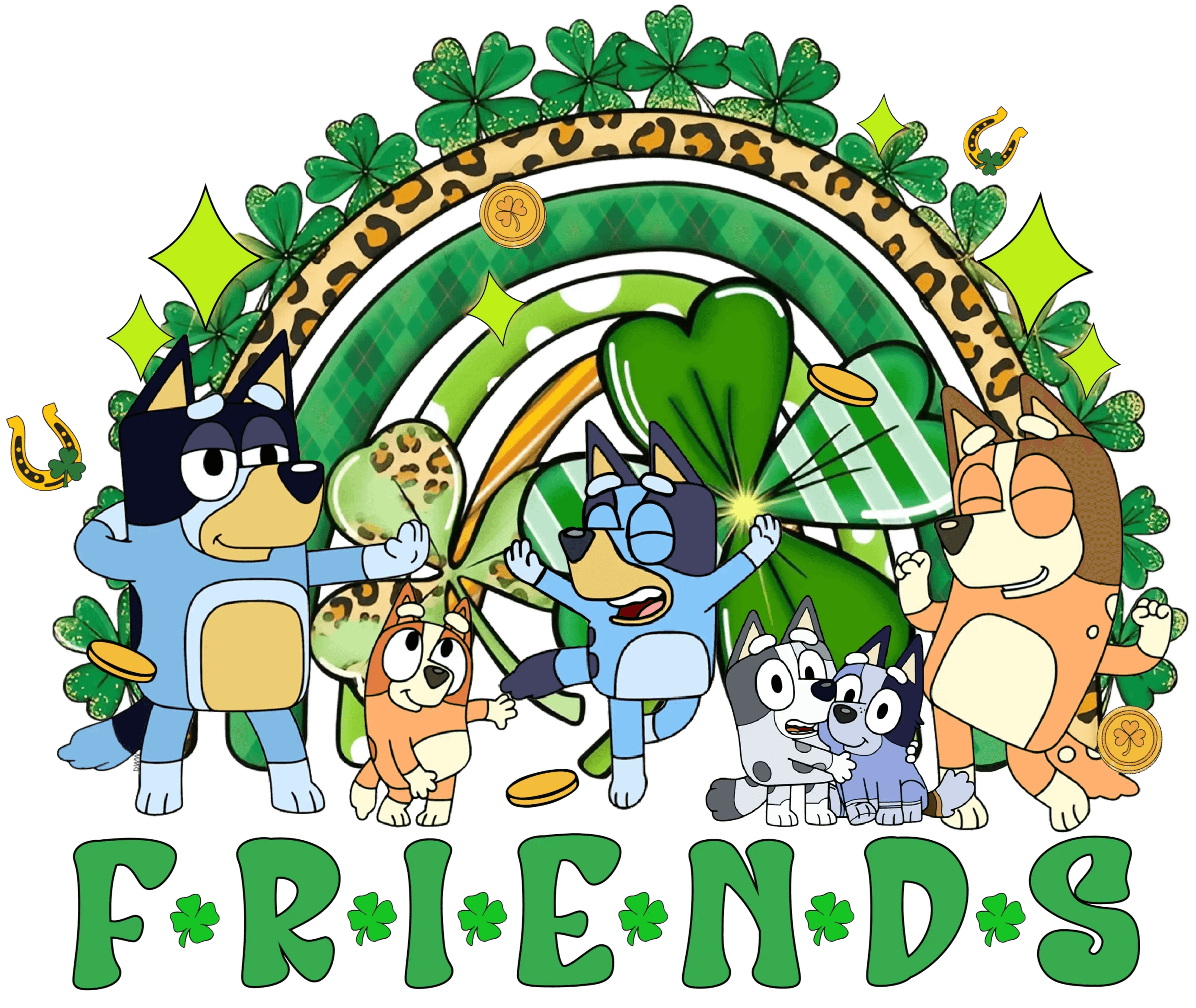 Bluey Friend Patricks Day Irish - DTF Ready To Press – Heat Press Transfer