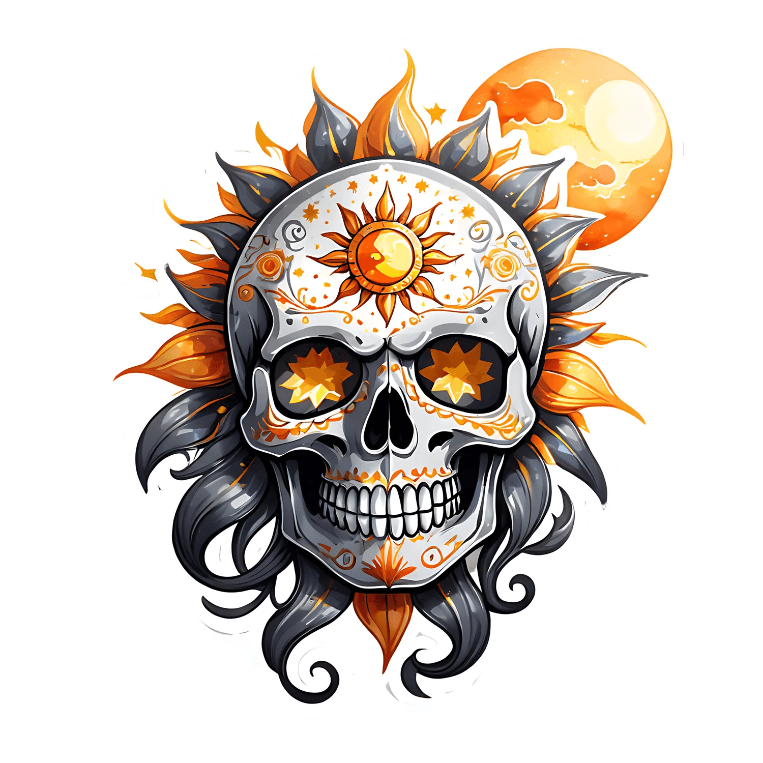 Celestial Skull - UV DTF Sticker – Heat Press Transfer
