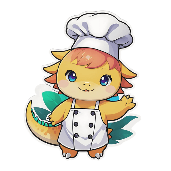 Chef Dinosaur Sticker - Cute Cooking Theme – Heat Press Transfer