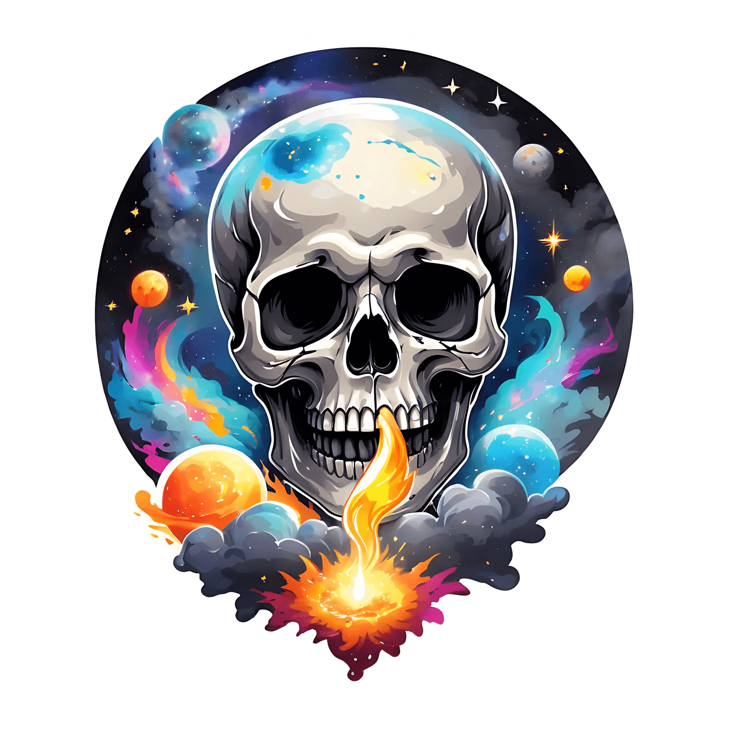 Cosmic Skull Sticker - Galactic Space Design – Heat Press Transfer