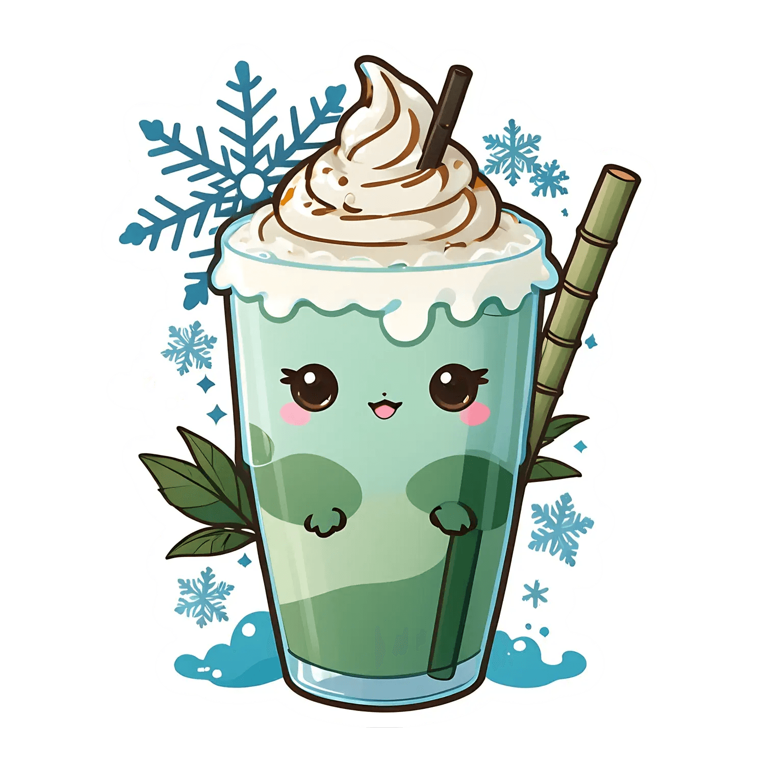 Cute Matcha Latte - Sticker – Heat Press Transfer