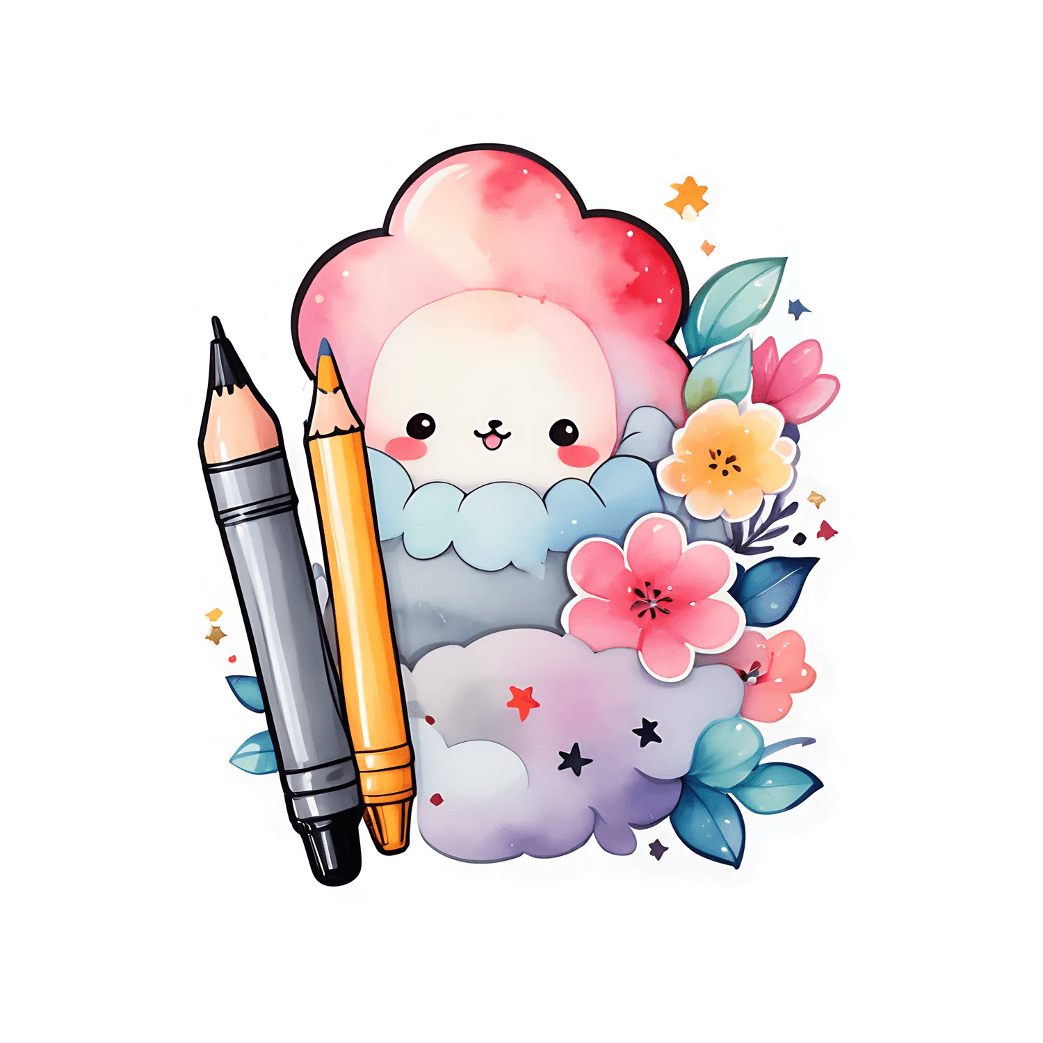 Cute Cloud Pen - Sticker – Heat Press Transfer