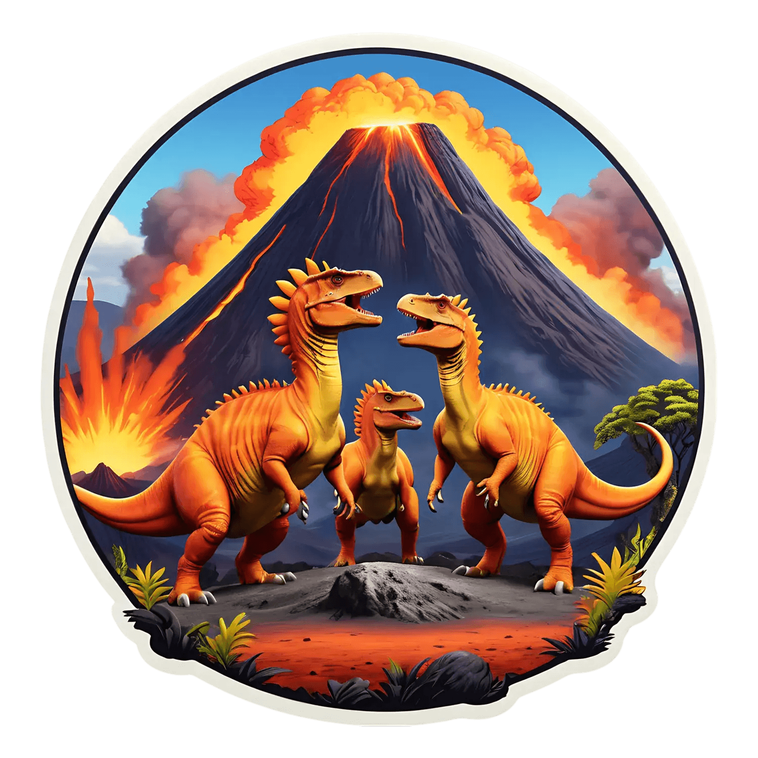 Dinosaur Volcano Eruption - Sticker – Heat Press Transfer