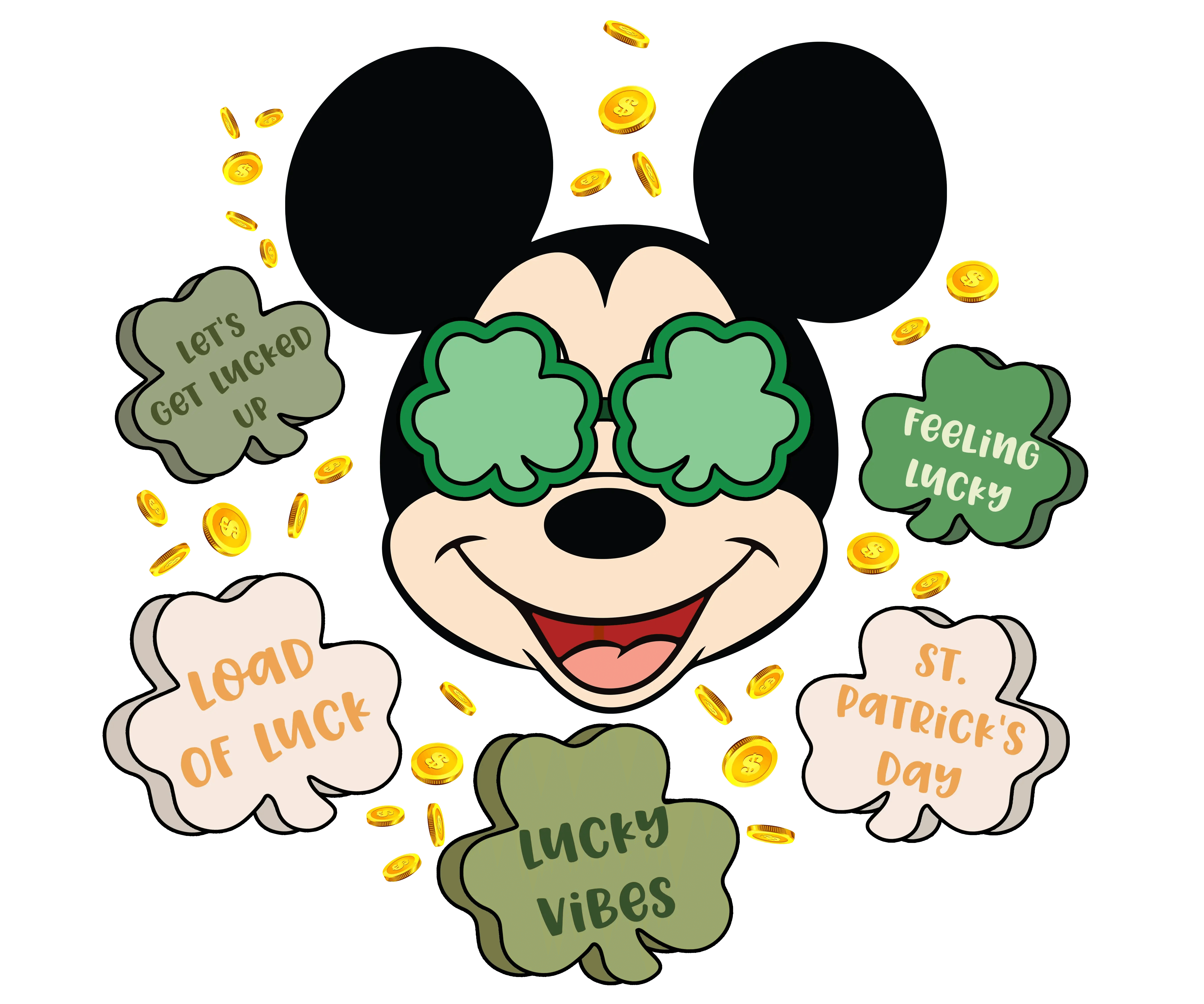Disney Saint Patrick's Day Mickey Lucky Vibes Design - DTF Ready To Pr ...