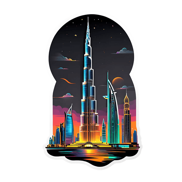 Dubai Skyline Sticker - Vibrant Cityscape Design – Heat Press Transfer