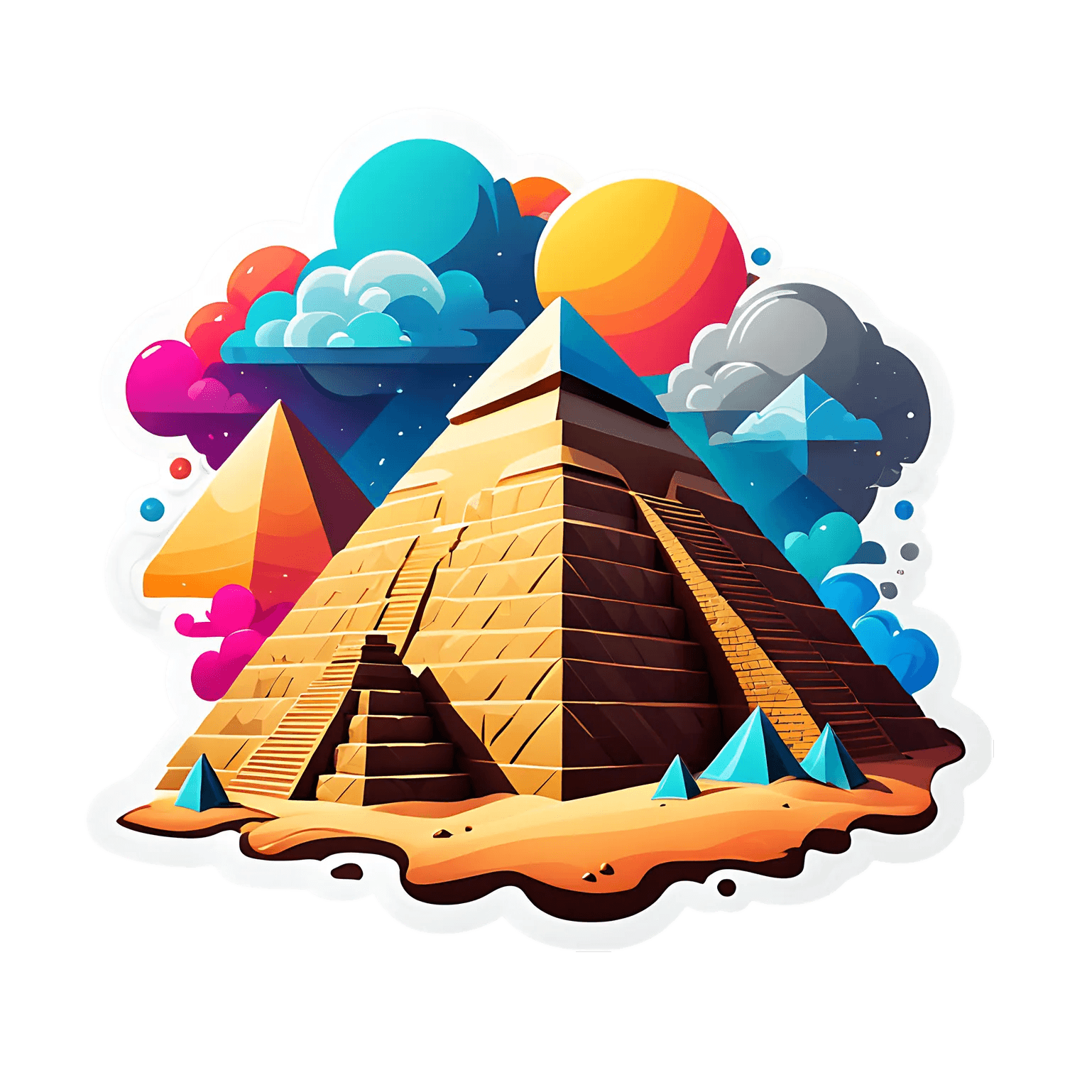 Egyptian Pyramids Colorful Skyline - Sticker – Heat Press Transfer