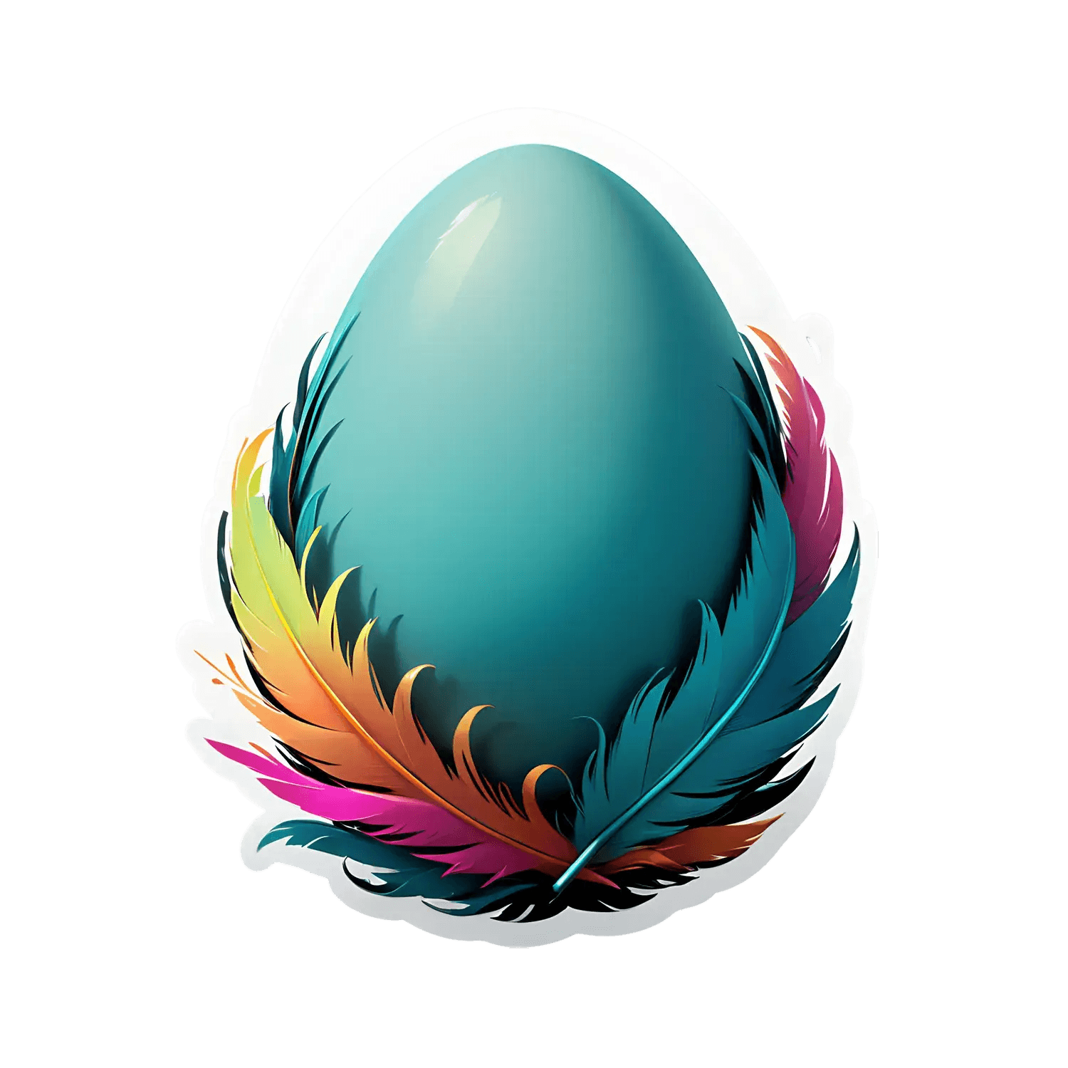 Feathered Egg Sticker - Vibrant UV Design – Heat Press Transfer