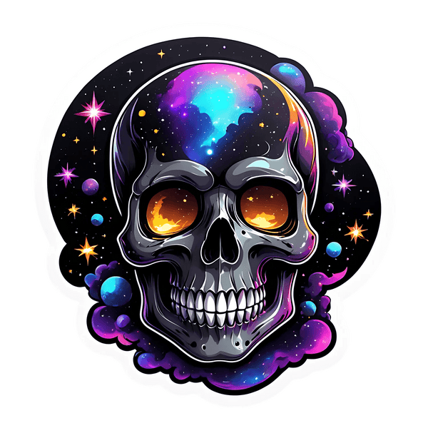 Galactic Skull Sticker - Cosmic UV Sticker – Heat Press Transfer