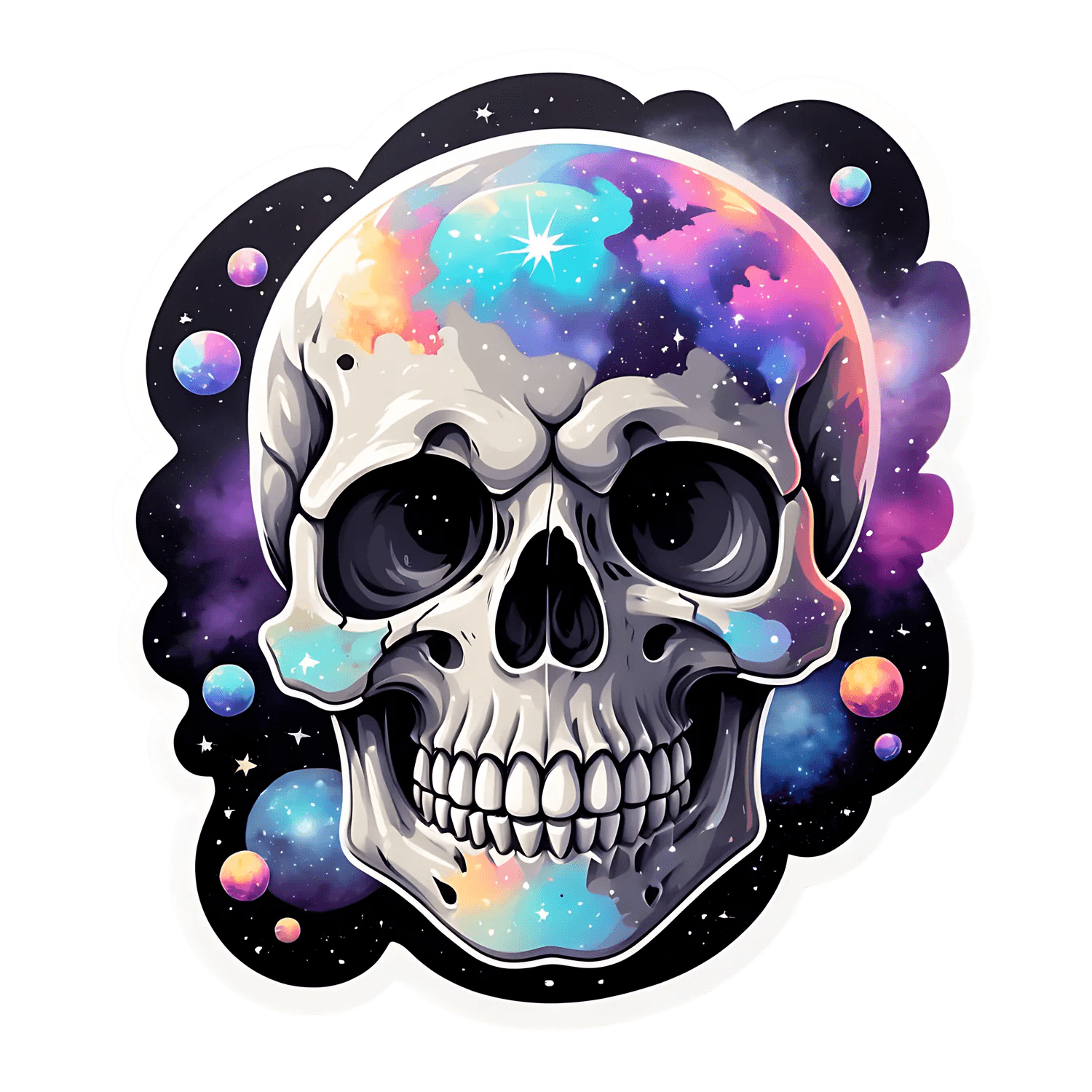 Galaxy Skull - Cosmic Sticker – Heat Press Transfer