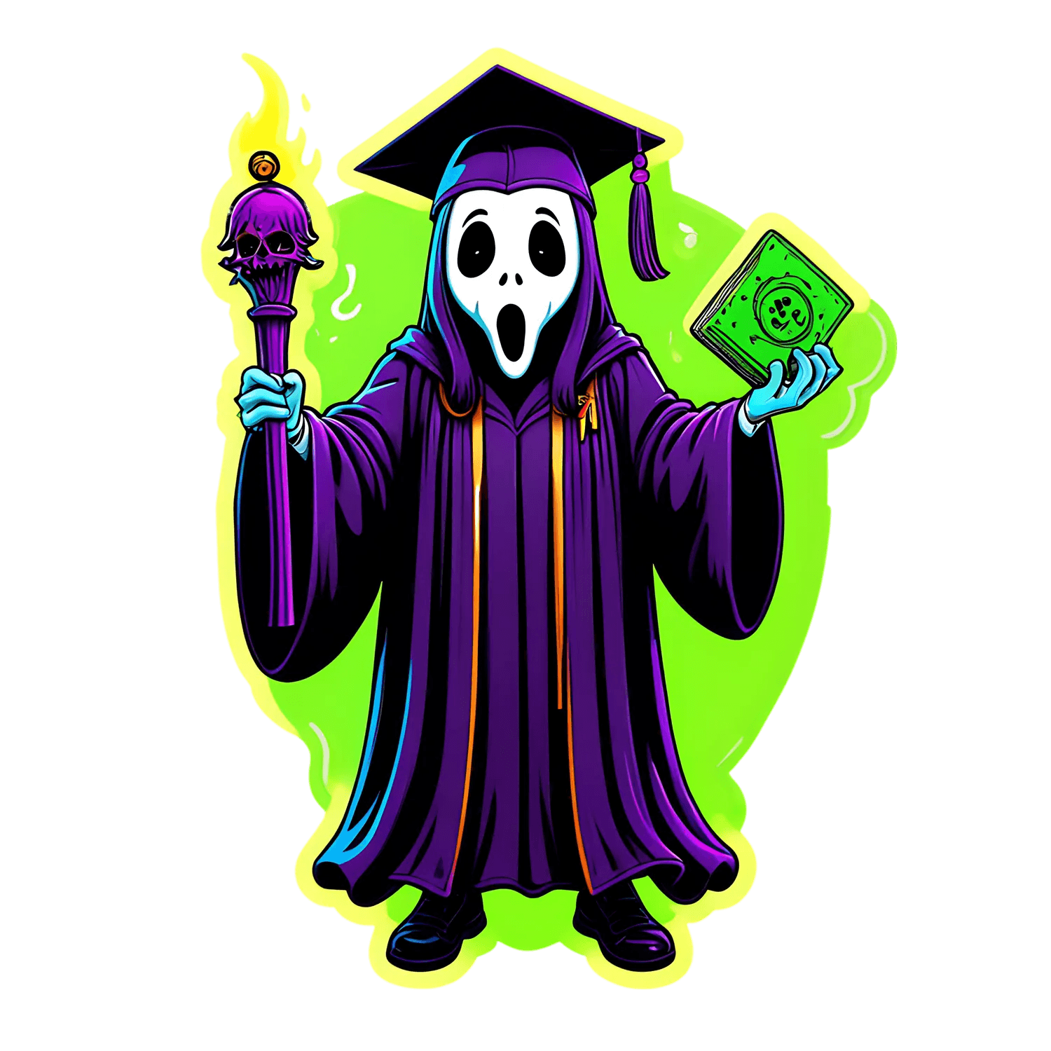 Graduate Ghost Sticker - UV DTF Illustration – Heat Press Transfer