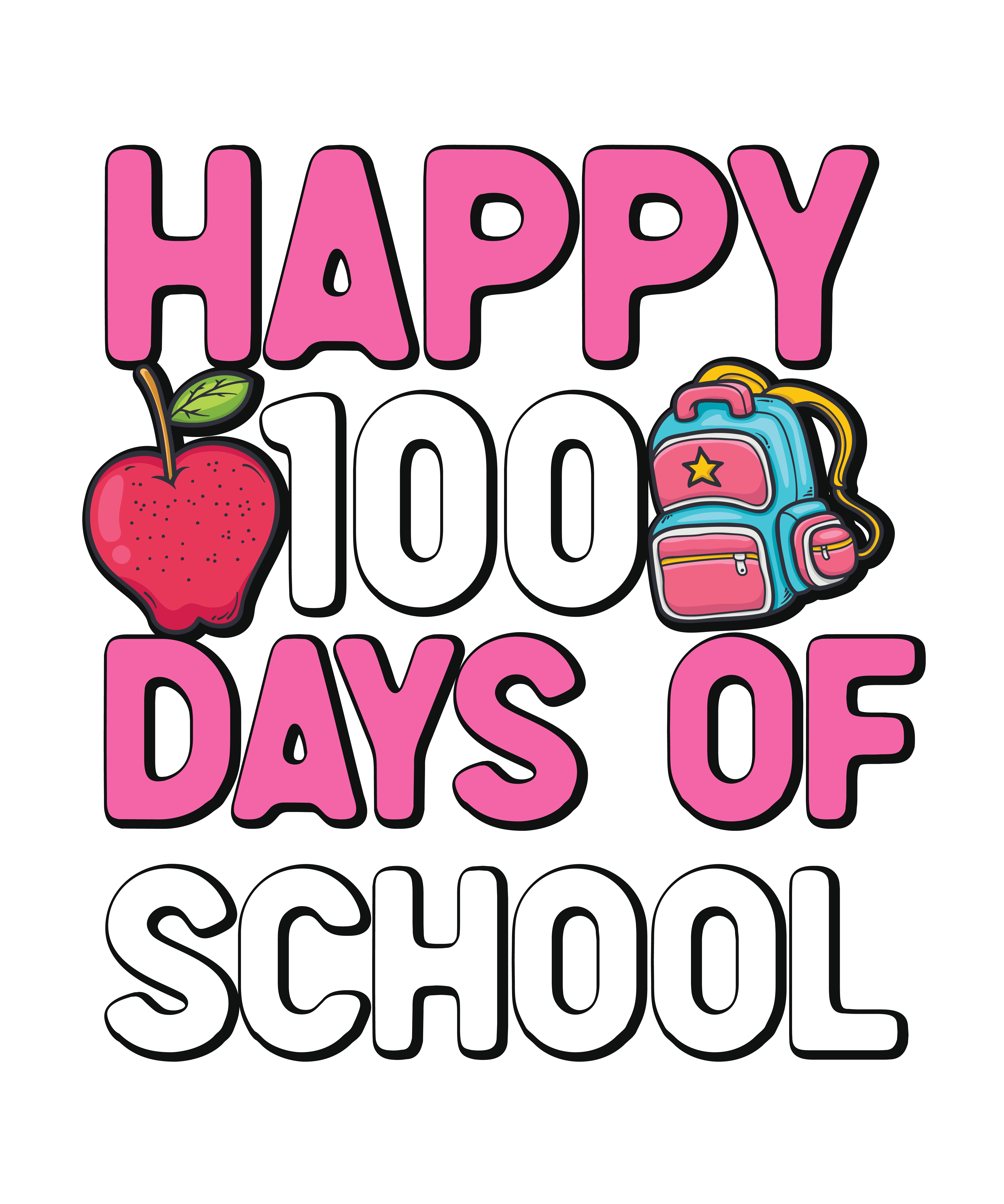 Happy 100 Days of School Apple Design | Heat Press Transfer
