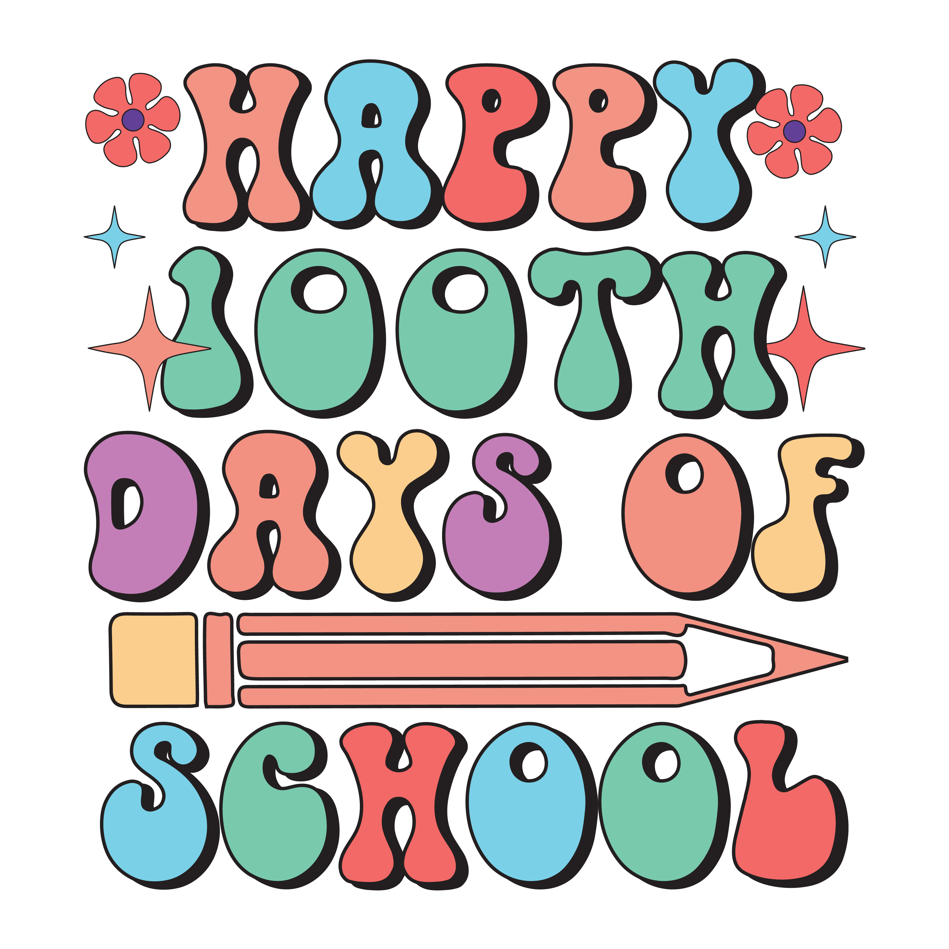 Happy 100th Days of School Party Design | Heat Press Transfer