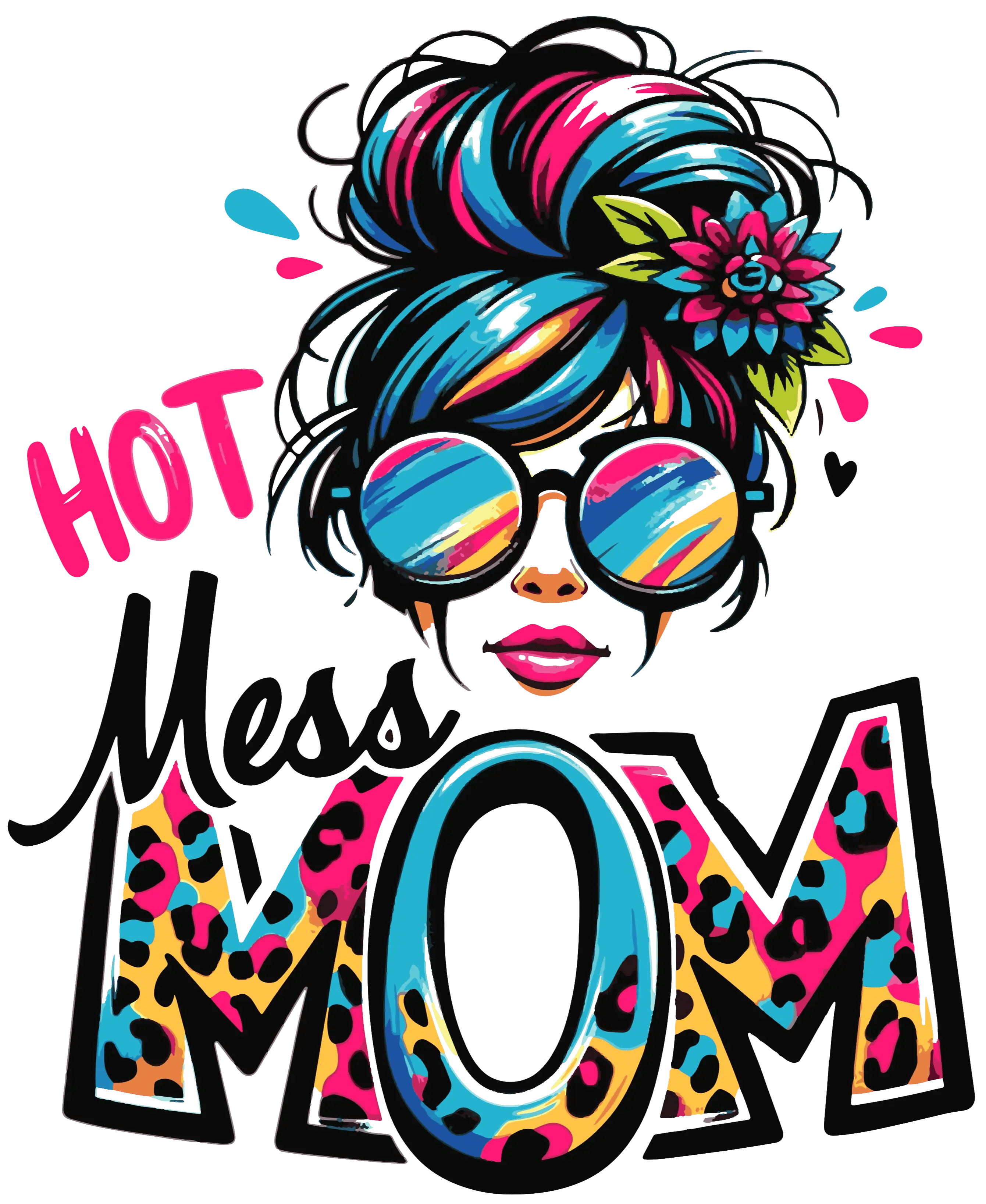 Hot Mess Mom Design - DTF Ready To Press – Heat Press Transfer