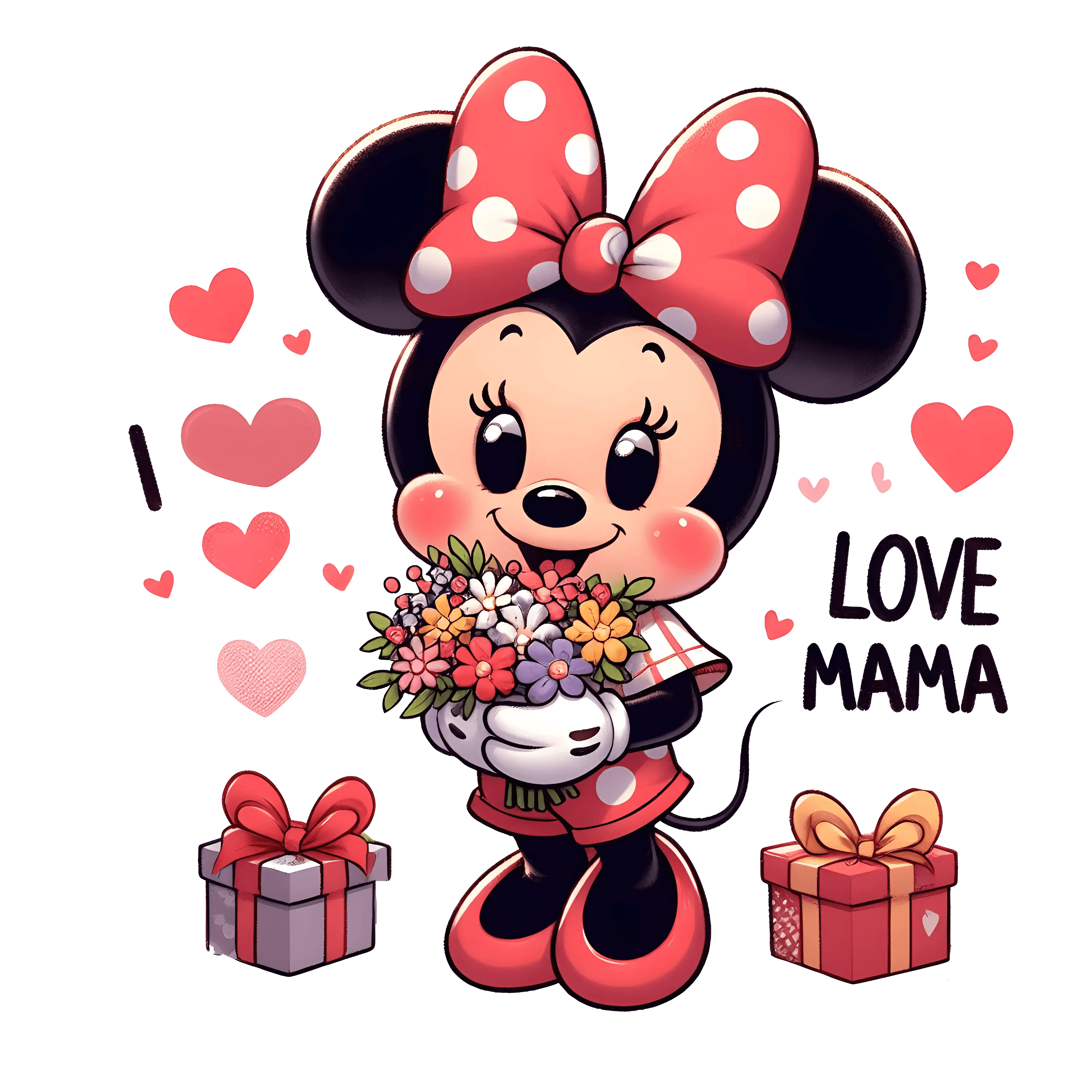 I Love Mom Minnie Mouse Design - DTF Ready To Press – Heat Press Transfer