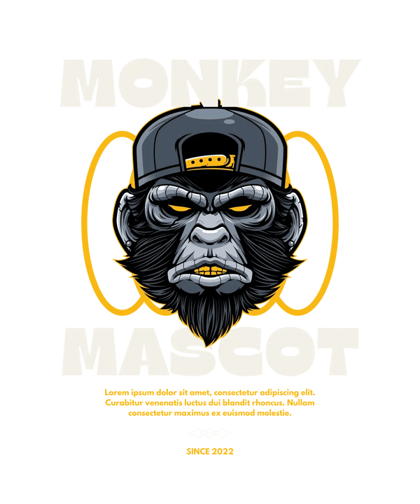 Monkey Mascot Apparel - DTF Ready to Press – Heat Press Transfer