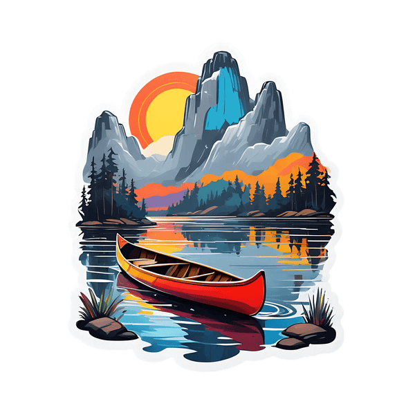 Mountain Sunset Canoe - Sticker – Heat Press Transfer