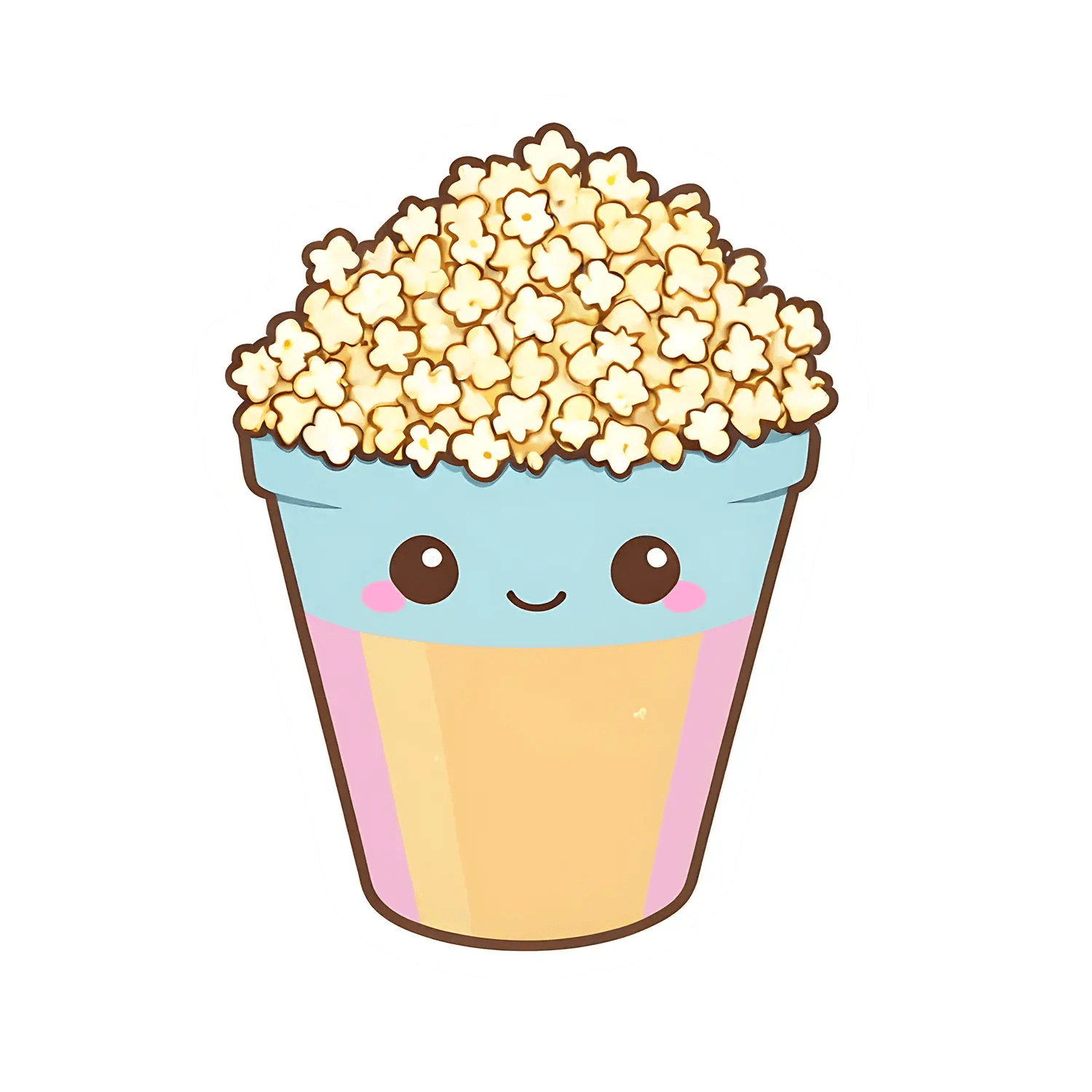 Popcorn Bucket Sticker - Cute Kawaii Style – Heat Press Transfer