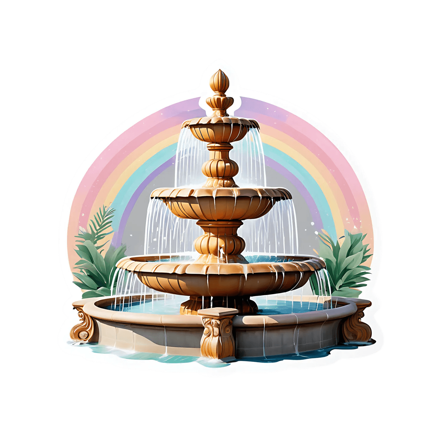Rainbow Fountain UV Sticker - Home Decor – Heat Press Transfer