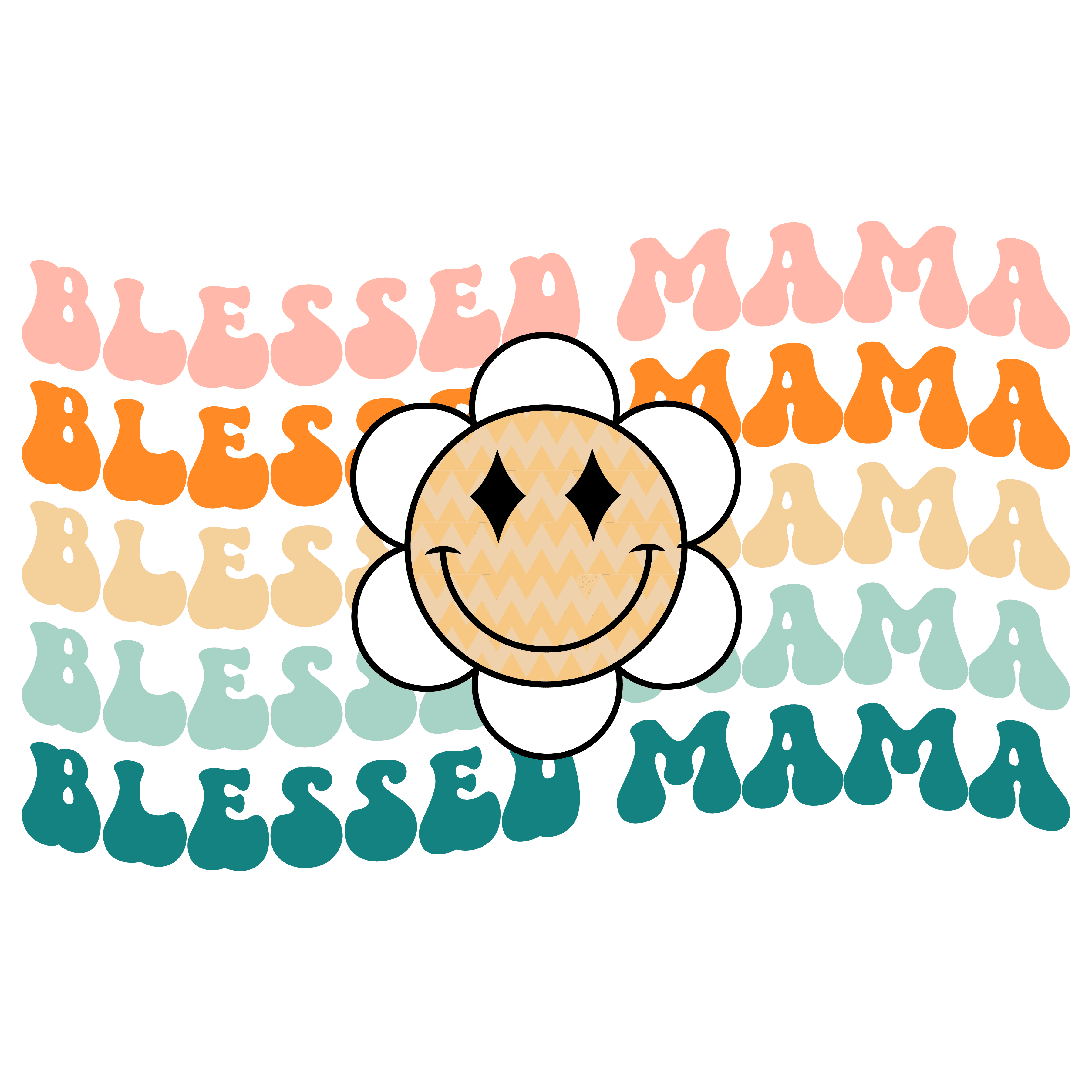 Retro Blessed Mama Design - DTF Ready To Press – Heat Press Transfer