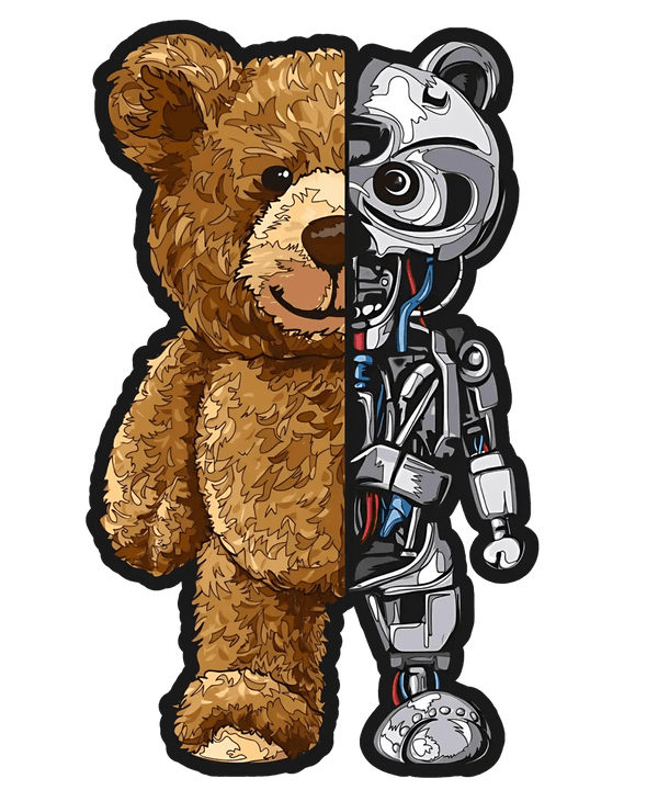 Robot Bear Half-Split - DTF Ready to Press – Heat Press Transfer