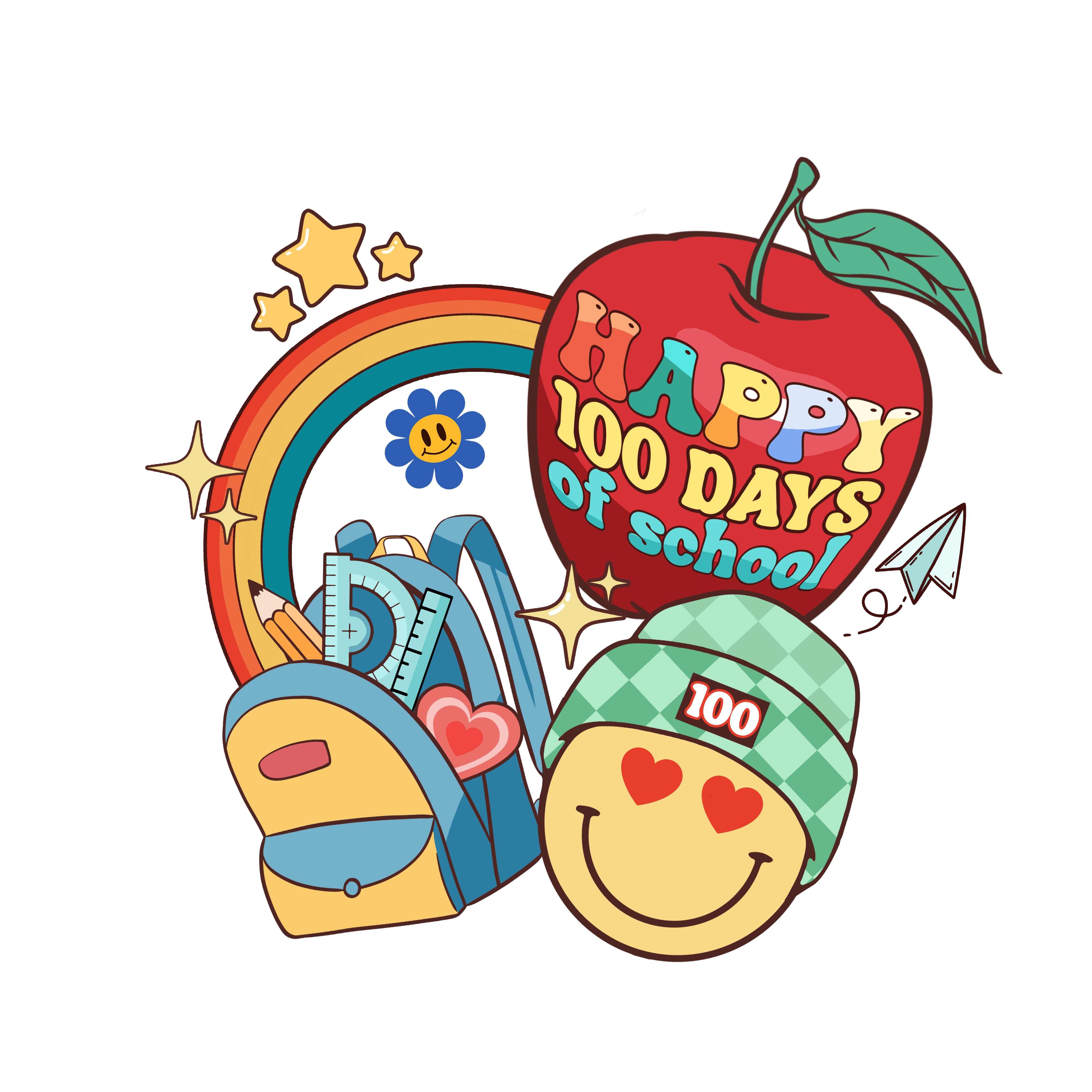 Happy 100 Days of School DTF-Ready Press (V2) | Heat Press Transfer