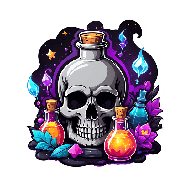 Skull Elixir Sticker - Magical Fantasy Decal – Heat Press Transfer