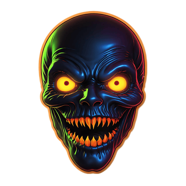 UV Skull Sticker - Vibrant Neon Graphics – Heat Press Transfer