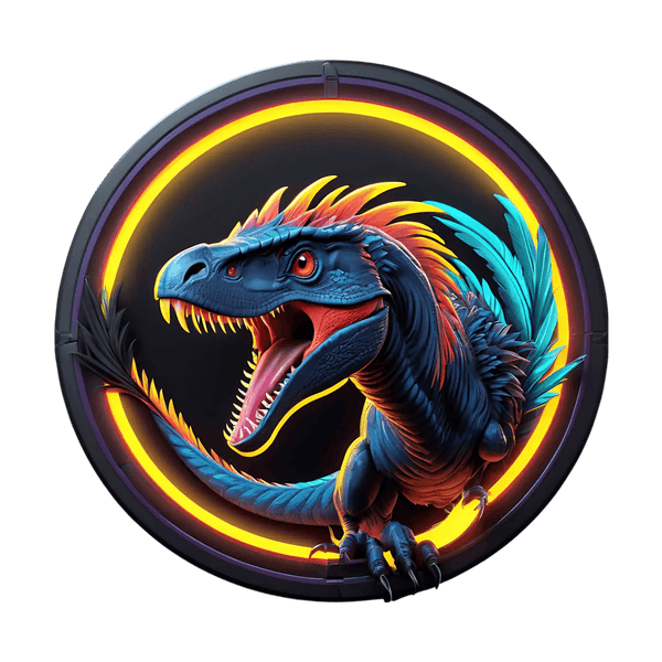 Velociraptor Glow Sticker - Colorful Dinosaur Theme – Heat Press Transfer
