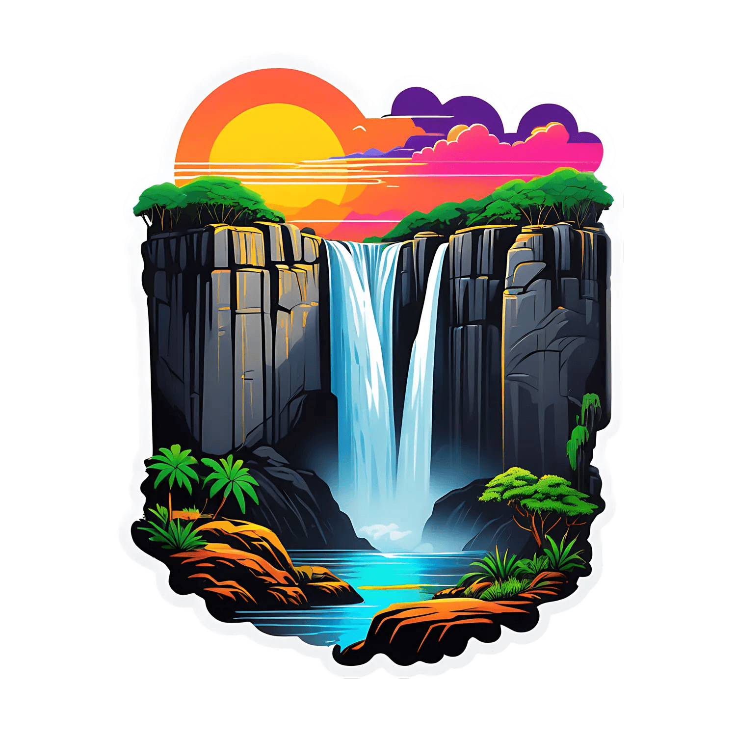 Waterfall Paradise - Sticker – Heat Press Transfer